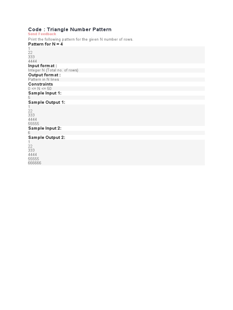Code - Triangle Number Pattern | PDF