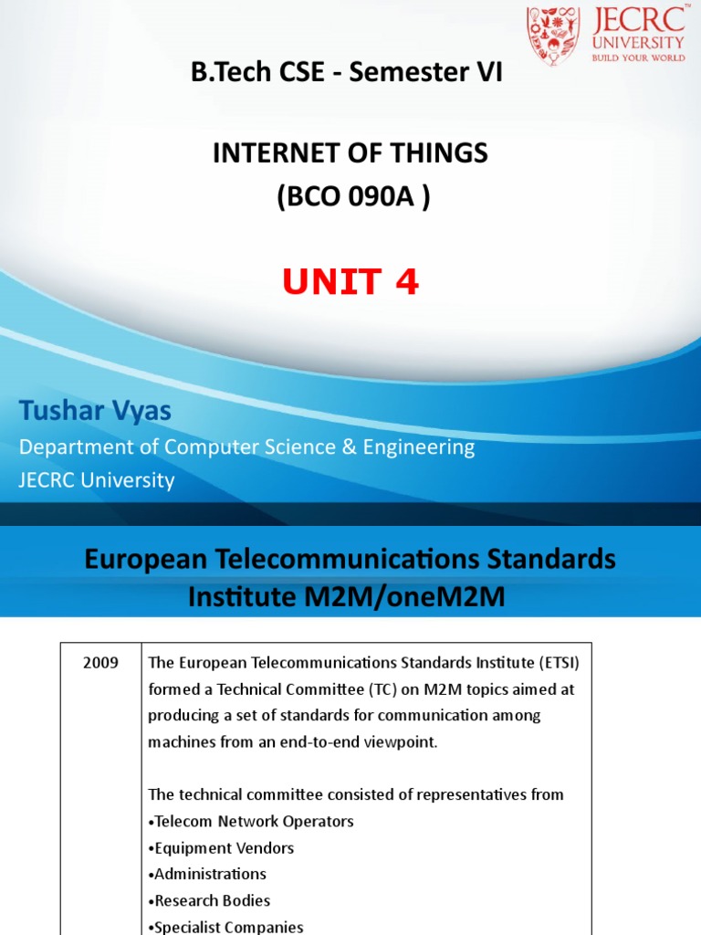 B.Tech CSE - Semester VI Internet of Things (BCO 090A) : Unit 4 | PDF ...