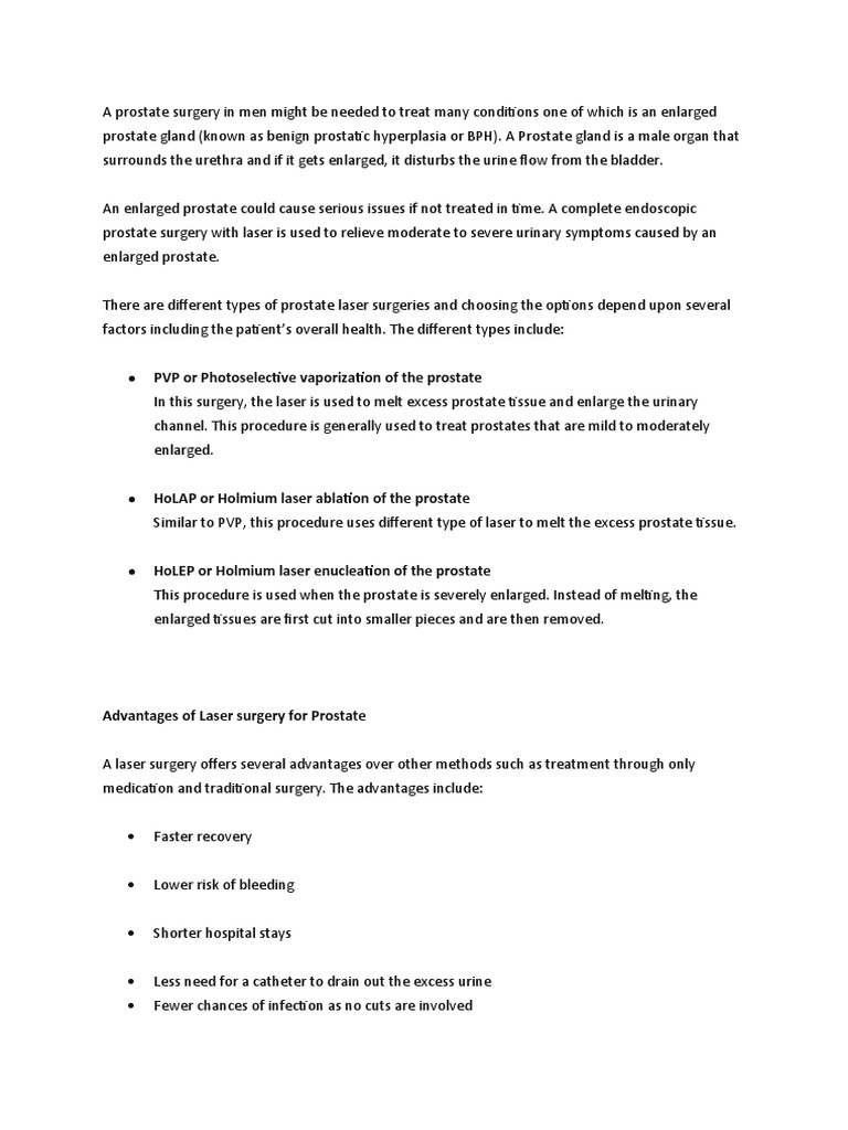 Complete Endoscopic Prostate Surgery With Laser | PDF | Prostate | Surgery