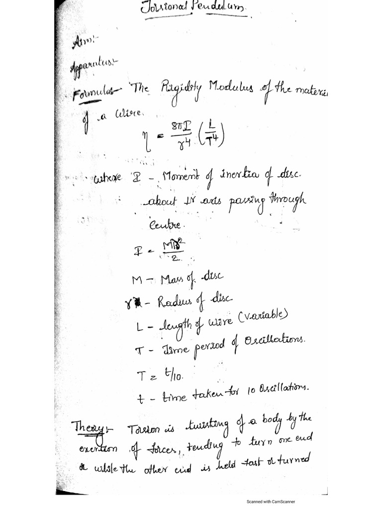 Torsional Pendulum Experiment | PDF