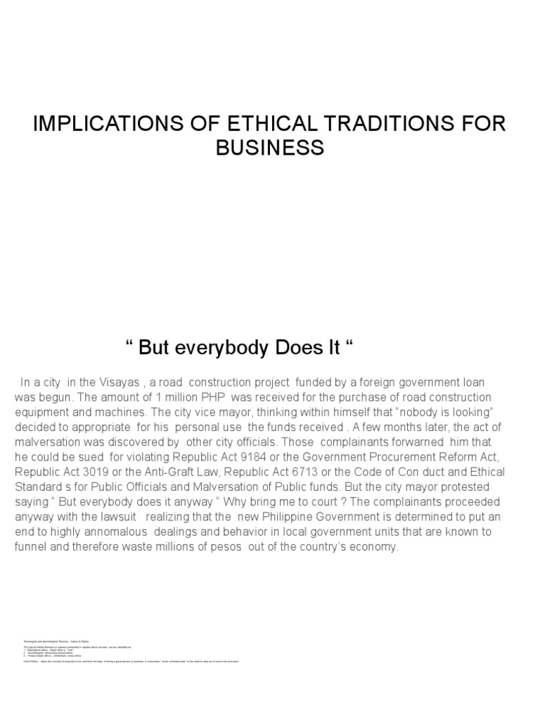 Implications of Ethical Traditions For Business | PDF | Virtue Ethics ...
