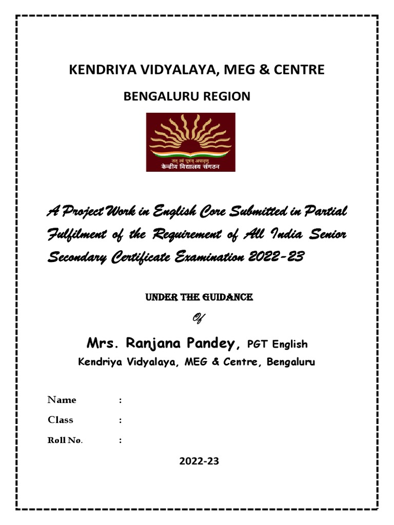 Eng Project Format & Front Pages | PDF | Educational Stages