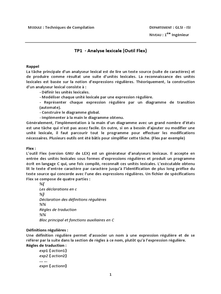 TP1 Compilation | Download Free PDF | Implémentation | Programmation informatique