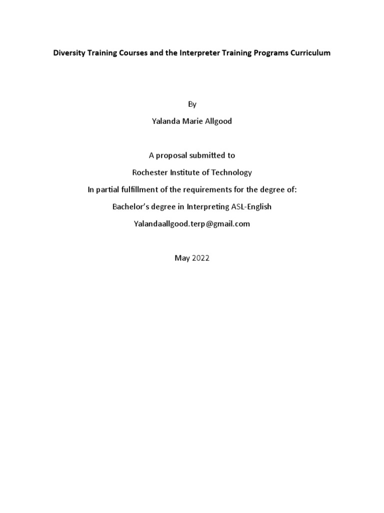 Diversity Training Courses and The Interpreter Training Programs ...