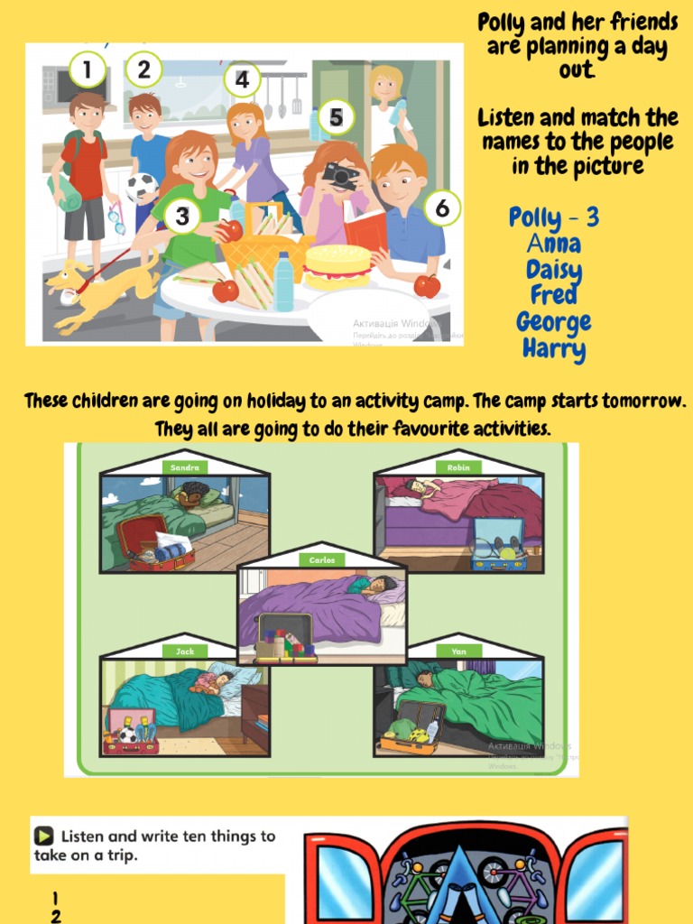 Polly and Her Friends Are Plnning A Day Out. Listen Amd Match The Names ...