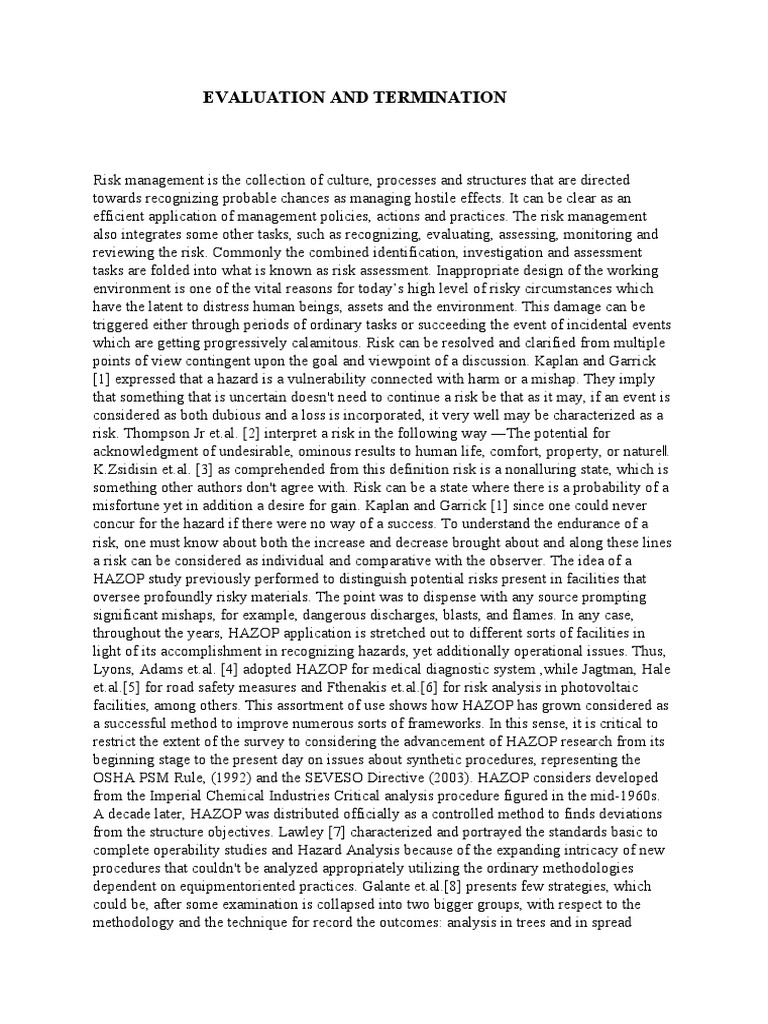 Evaluation and Termination | PDF | Risk | Risk Management