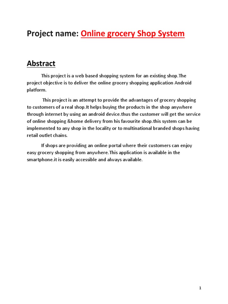 Project Name:: Online Grocery Shop System | PDF | Online Shopping | Retail