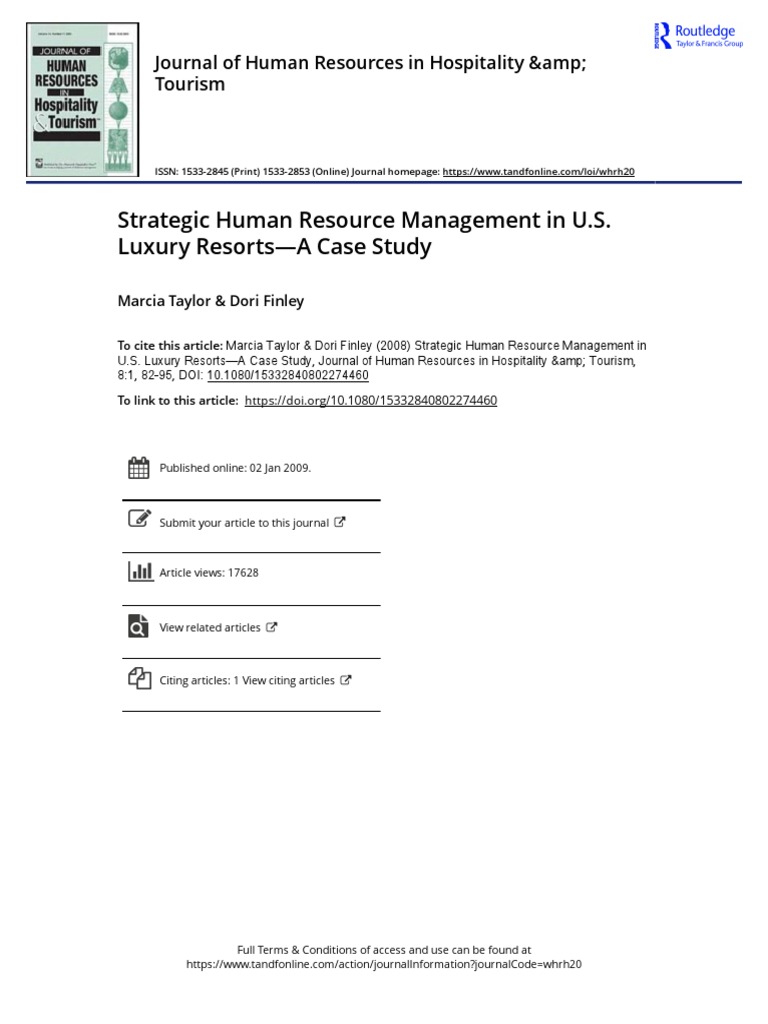 Strategic Human Resource Management in U S Luxury Resorts A Case Study ...