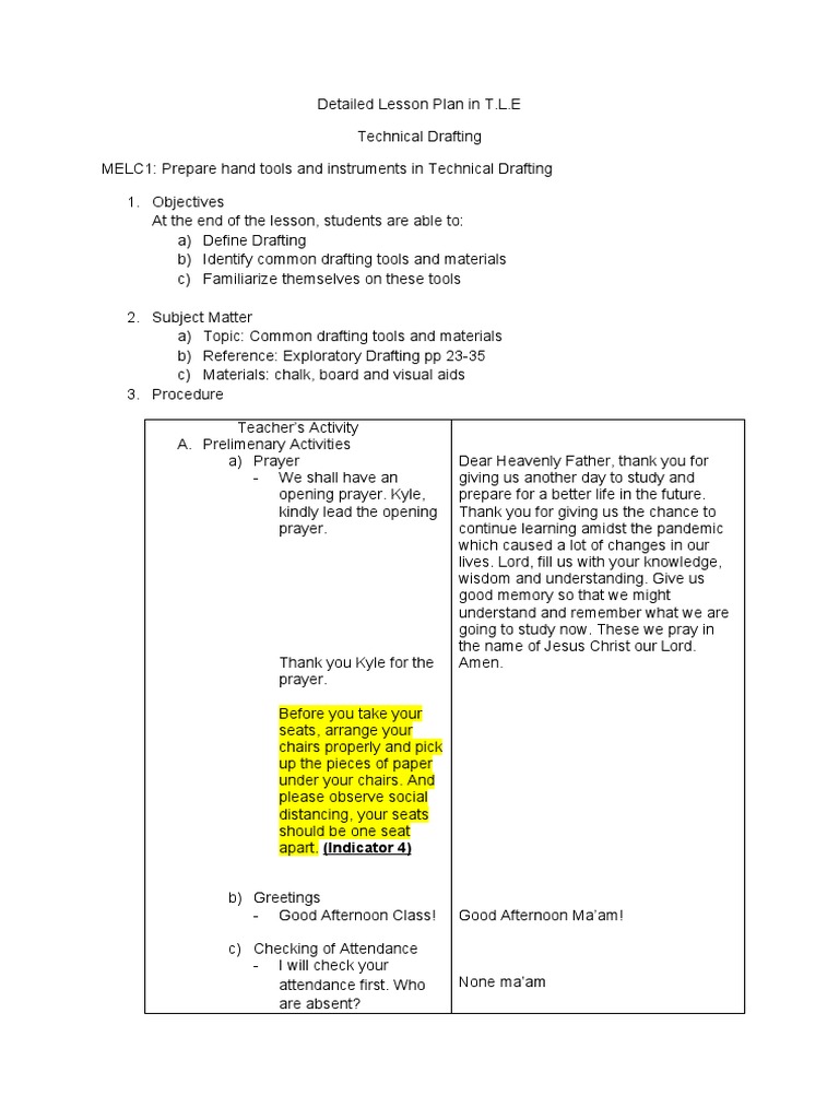 Technical Drafting Lesson Plan | PDF | Angle | Technical Drawing