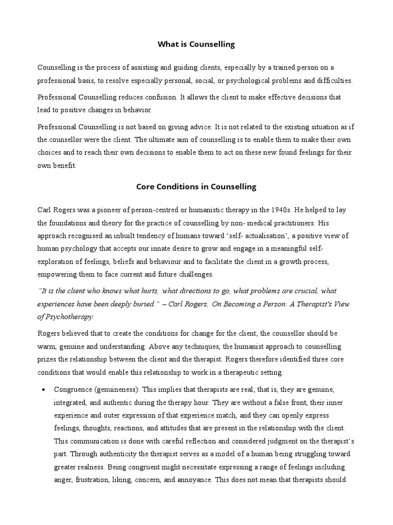 Free Counselling Contract Template | PDF | Psychotherapy | Humanistic ...