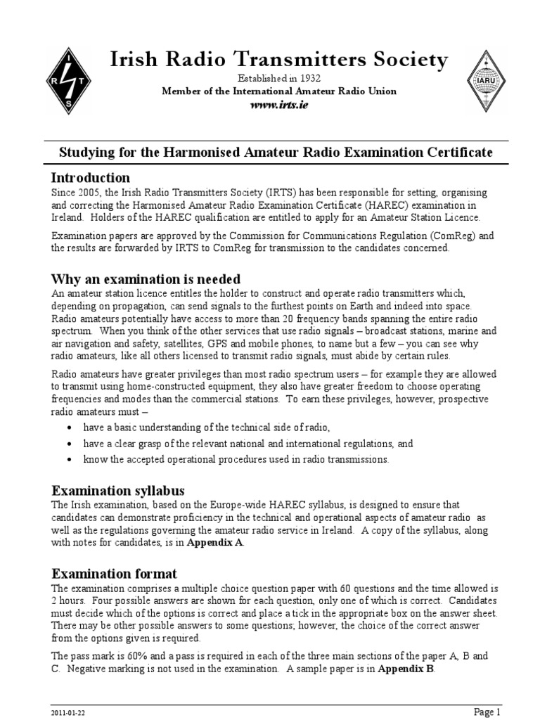 HAREC Exam Guide for Irish Amateurs | PDF | Antenna (Radio) | Radio ...