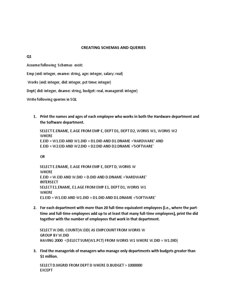 Creating Schemas and Queries | PDF | Computing | Data Model