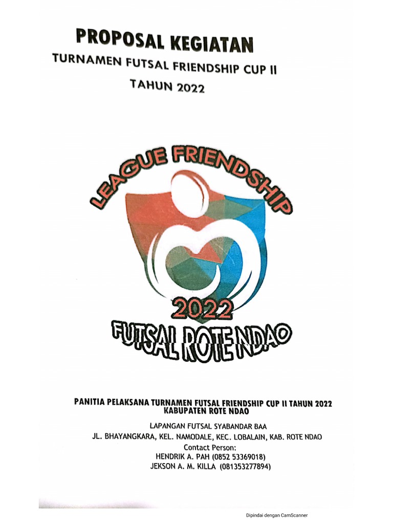 Proposal Kegiatan Turnamen Futsal Friendship Cup II Tahun 2022 | PDF