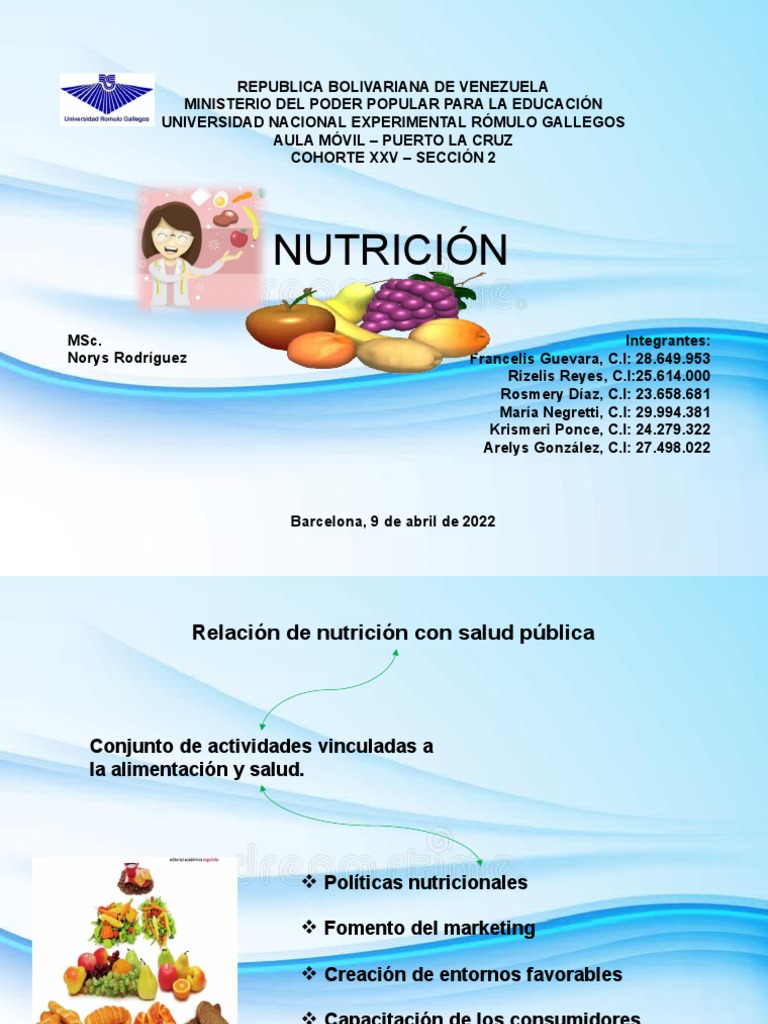 Diapositivas de Nutricion - 021330 | PDF | Nutrición | Dieta y nutrición