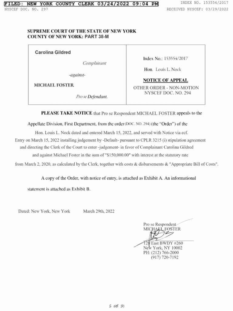 Appeal in Gildred v. Foster Case | PDF | Judgment (Law) | Appeal