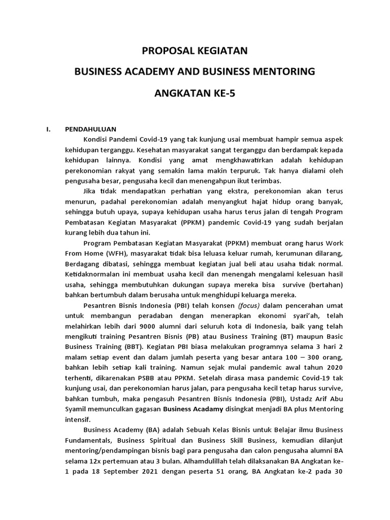 Proposal Business Academy | PDF