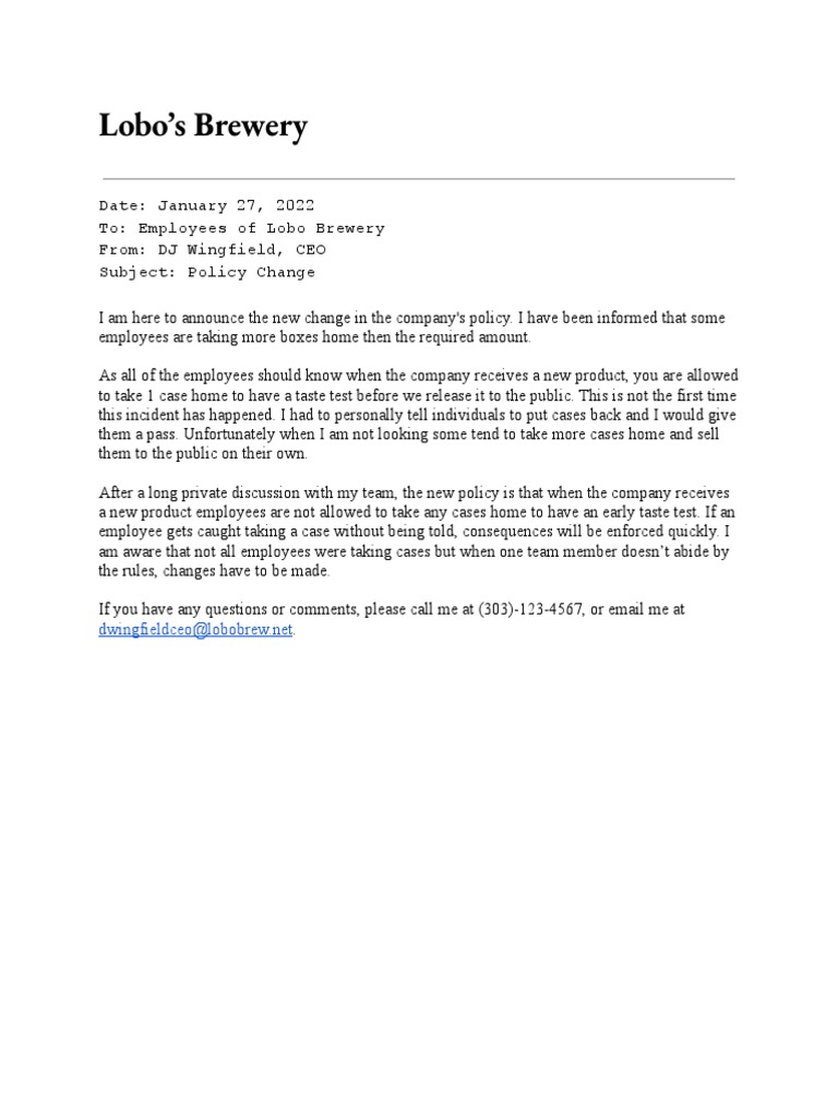 Memo Assignment | PDF