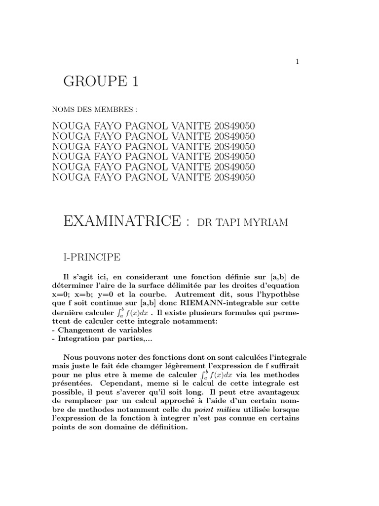 Calcul d'intégrales par méthodes numériques | PDF | Intégral | Objets ...
