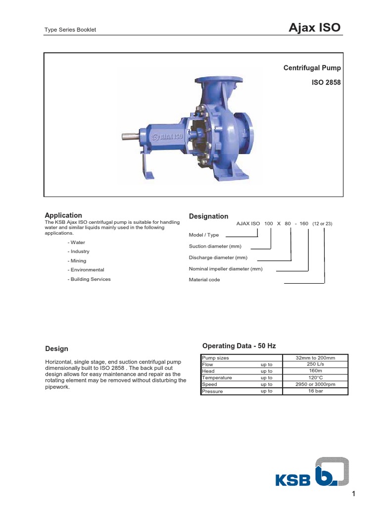 Ajax ISO: Centrifugal Pump | PDF | Pump | Bearing (Mechanical)