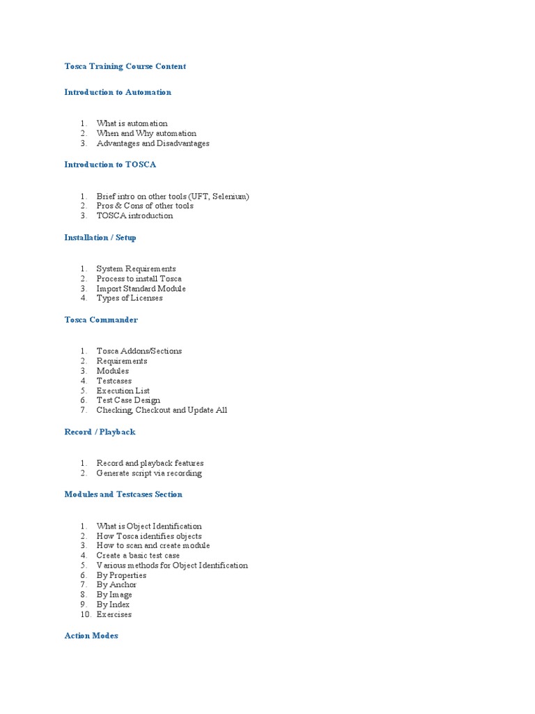 Tosca Training Course Overview | PDF | Control Flow | Library (Computing)