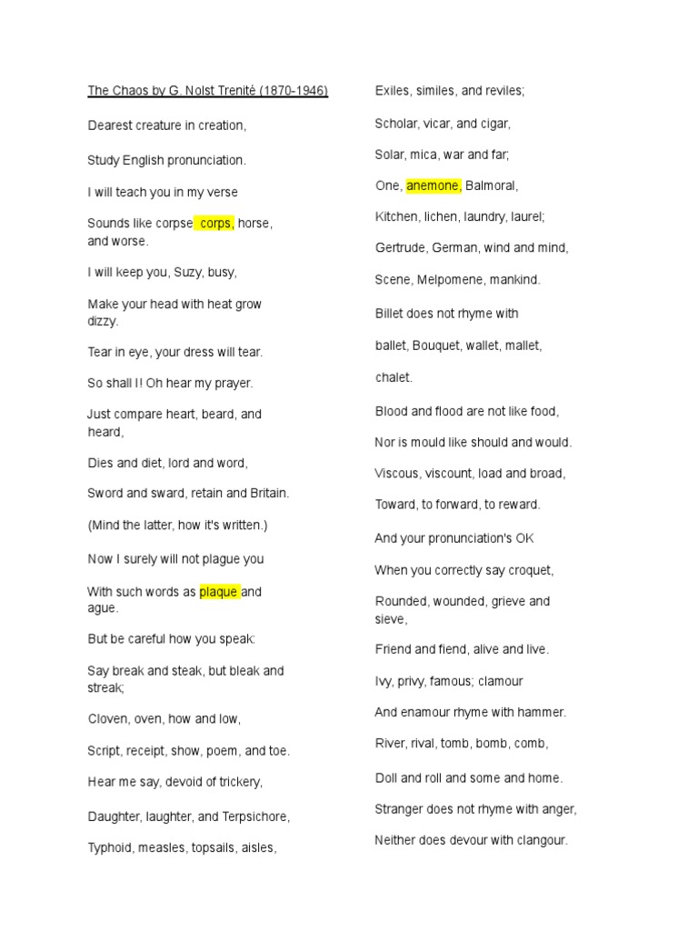 Poem - The Chaos | PDF