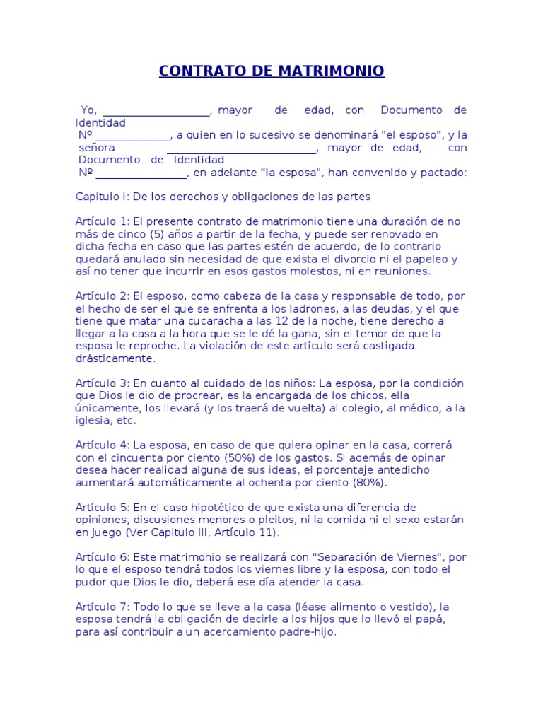 Contrato de Matrimonio | PDF