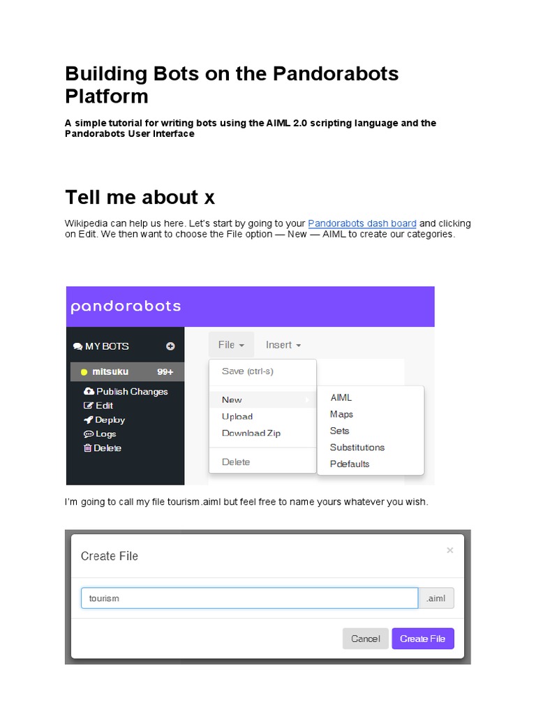 Building Bots On The Pandorabots Platform | PDF | Internet & Web ...
