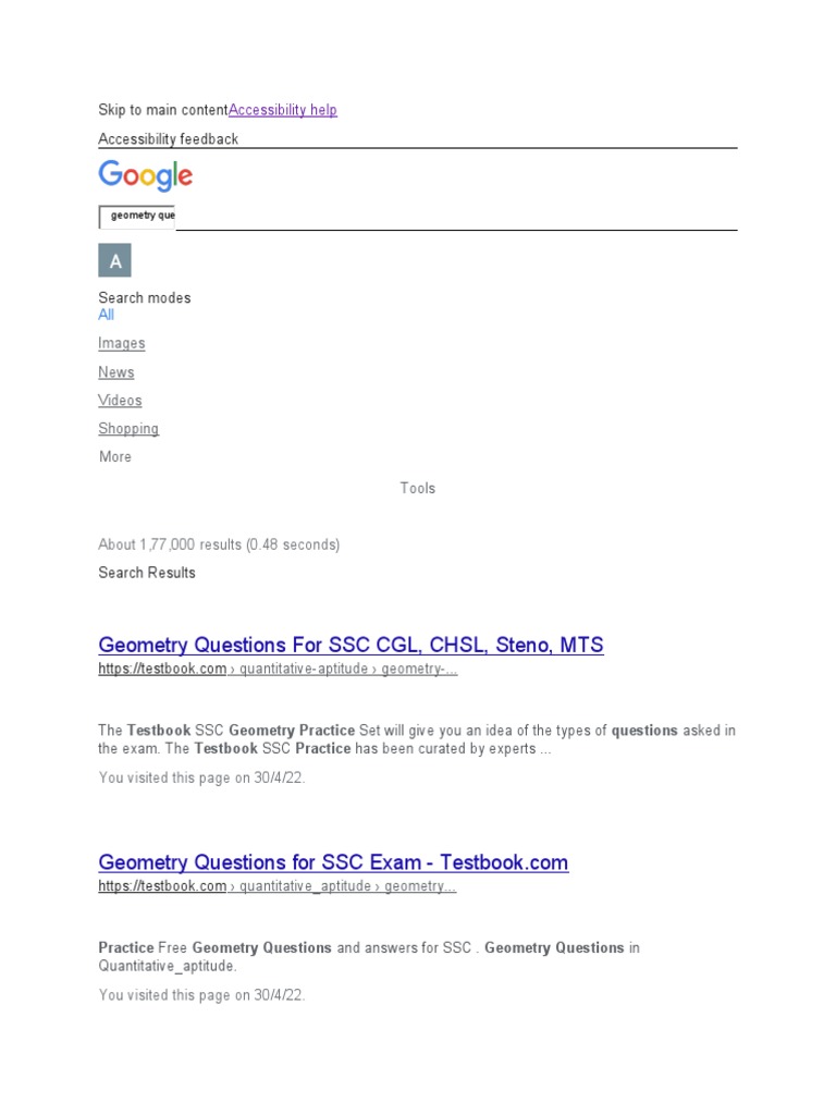 Geometry Questions For SSC CGL, CHSL, Steno, MTS: Skip To Main Content ...