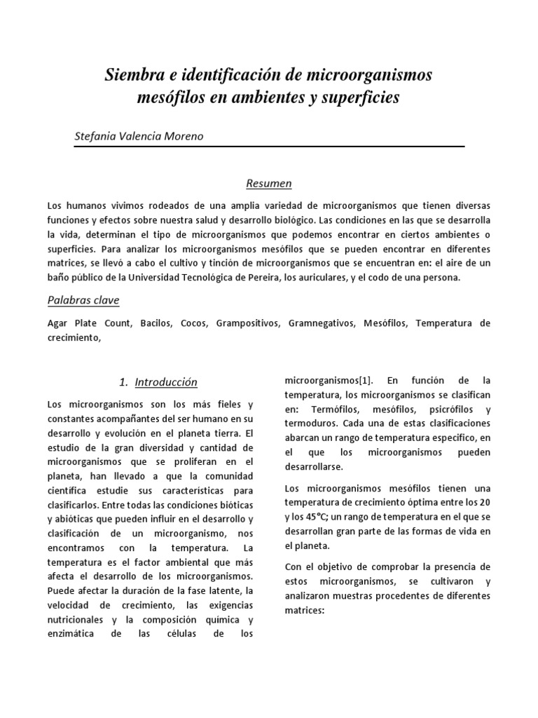 Informe Mesófilos | PDF | Las bacterias | Microorganismo