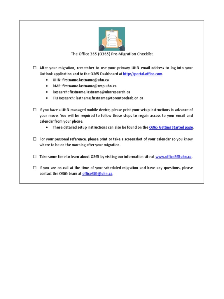 O365 PreMigration Checklist | PDF | Career & Growth | Computers