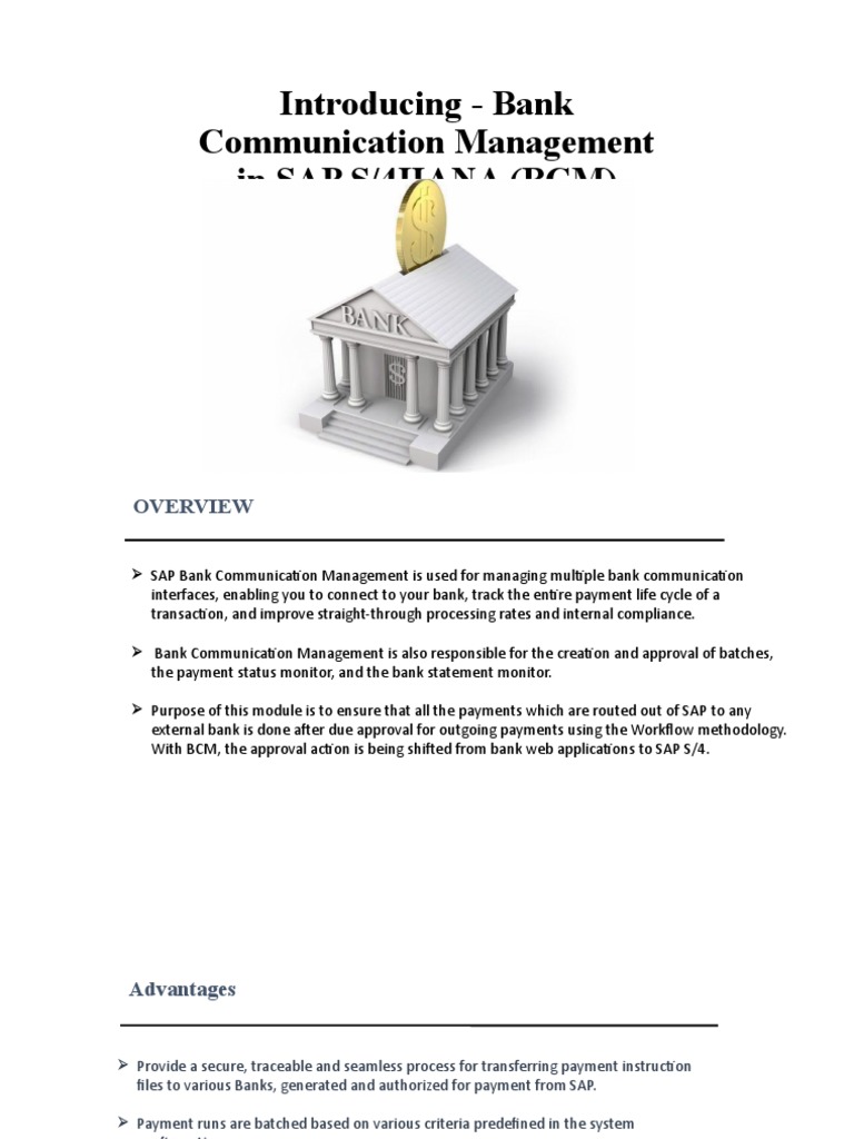 01 - Bank Communication Management (BCM) in S4 Hana | PDF | Payments ...