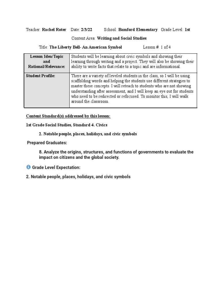 Liberty Bell Lesson | PDF | Question | Learning