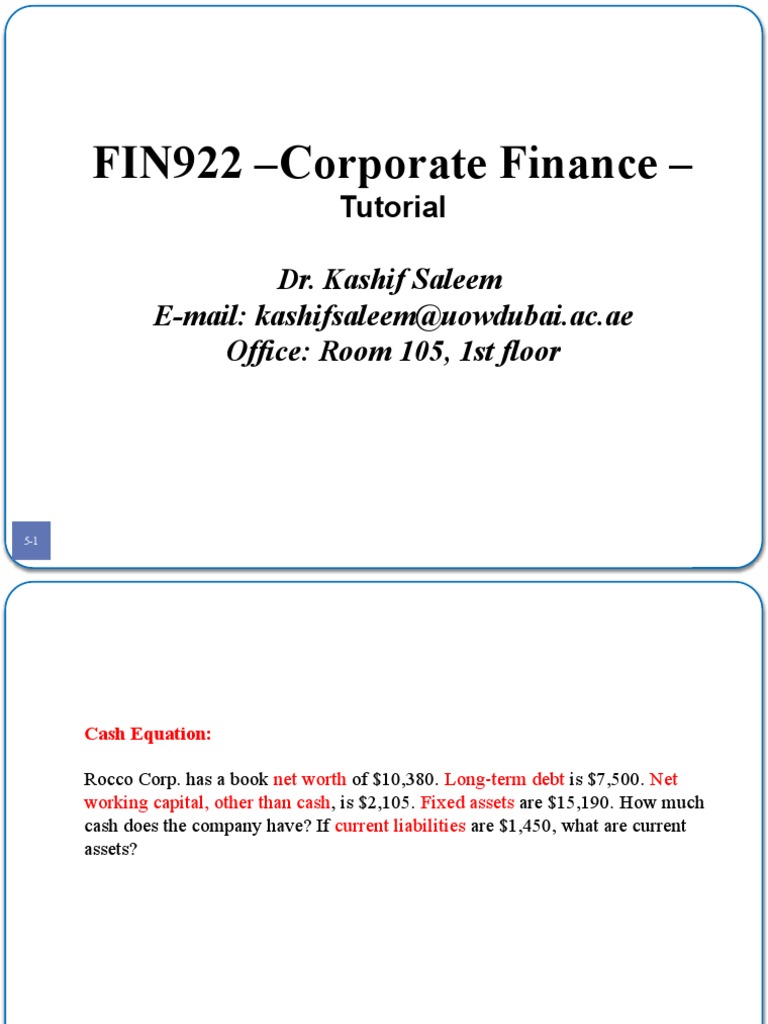 FIN222 - Tutorial - 10 - Updated With EAC Question | PDF | Depreciation ...