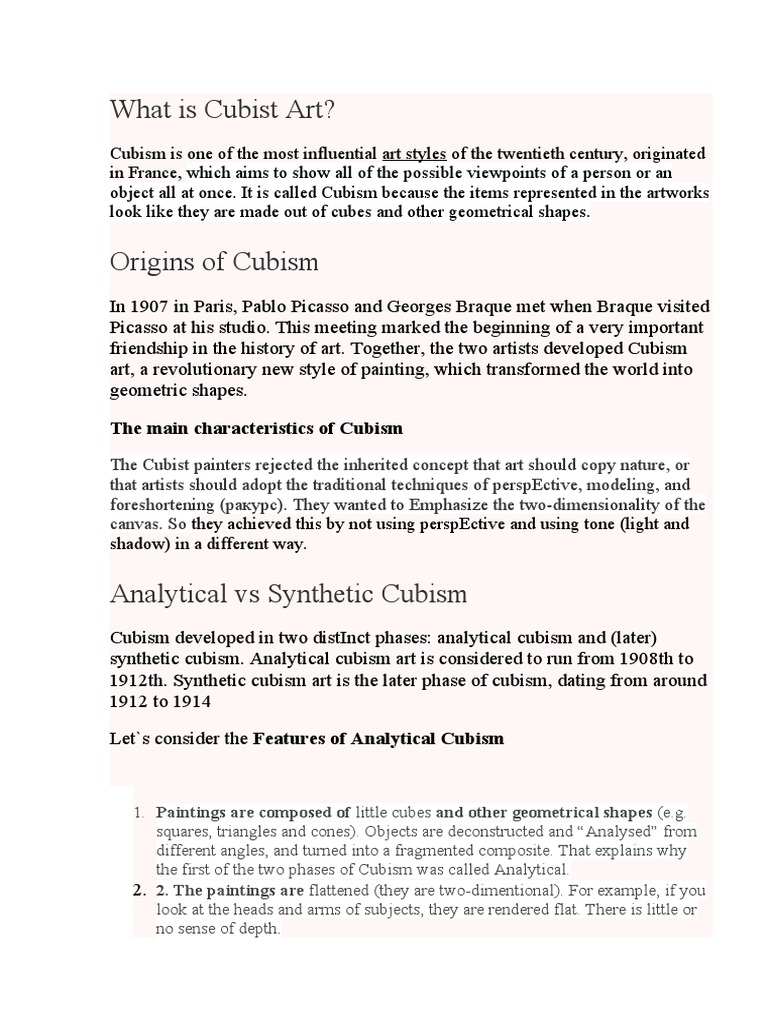 What Is Cubist Art?: The Main Characteristics of Cubism | Download Free PDF | Cubism | Style