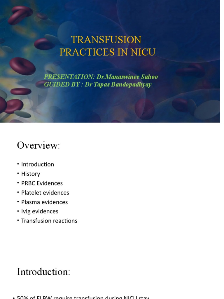 Transfusion: Practices in Nicu | PDF | Blood Type | Blood Transfusion