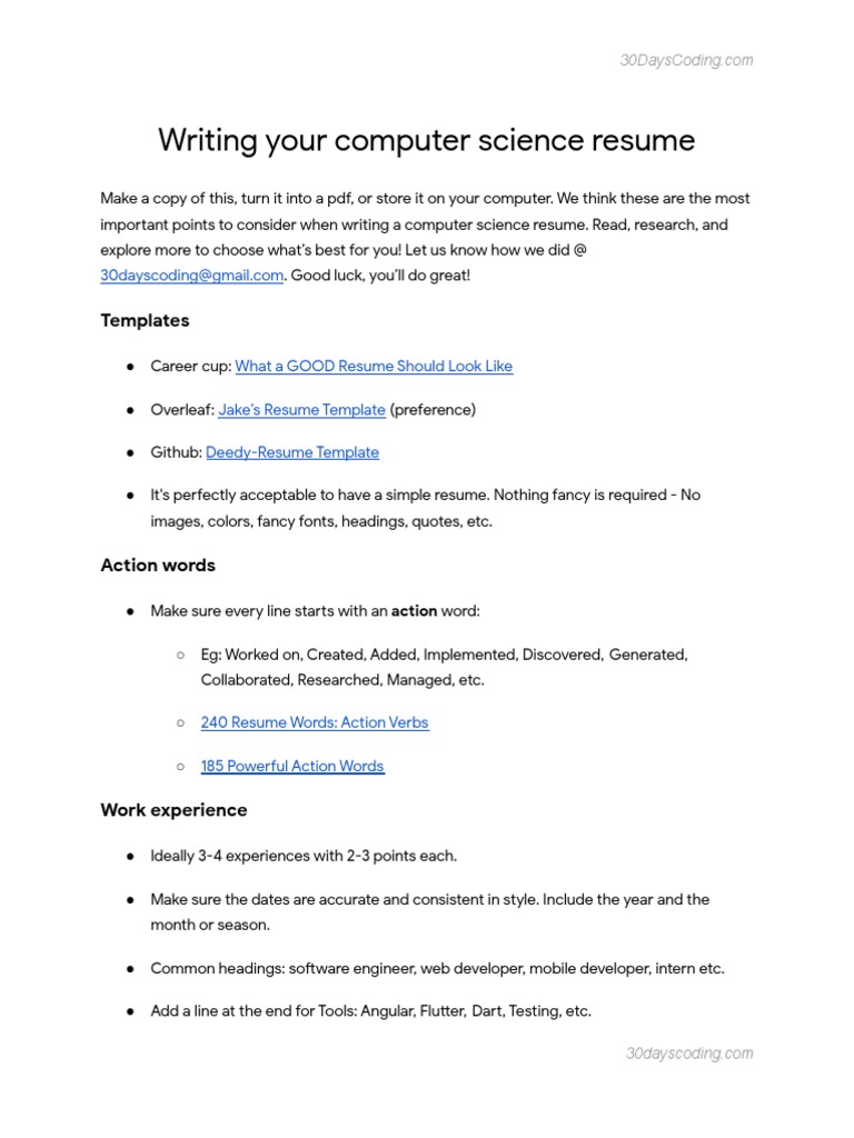 Writing Your Computer Science Resume Guide | PDF | Résumé | Computer Programming