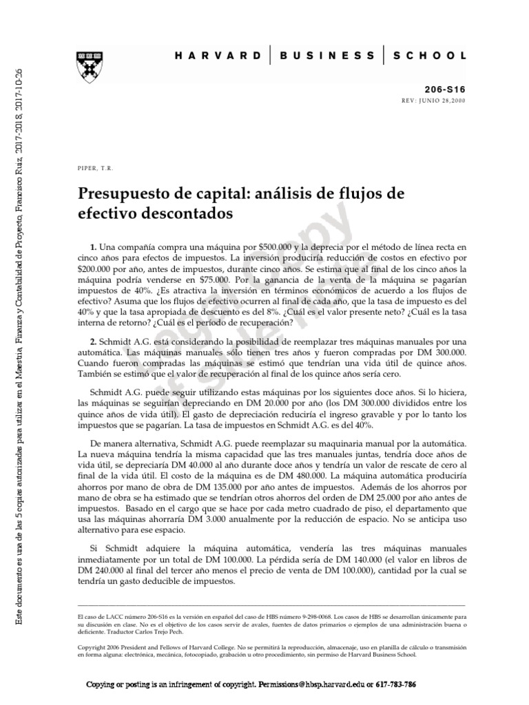 Presupuesto de Capital | PDF | Presupuesto | Depreciación