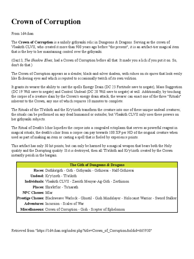 Crown of Corruption - 1d4chan | PDF | D20 System | Fantasy