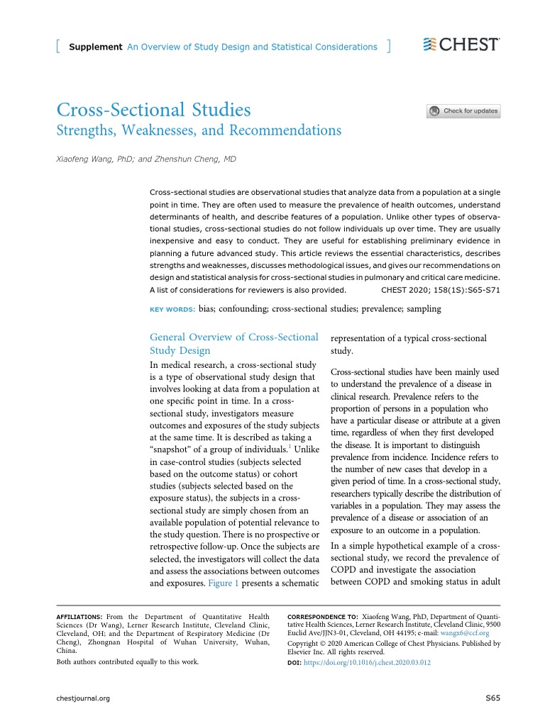 Cross-Sectional Studies: Strengths, Weaknesses, and Recommendations ...