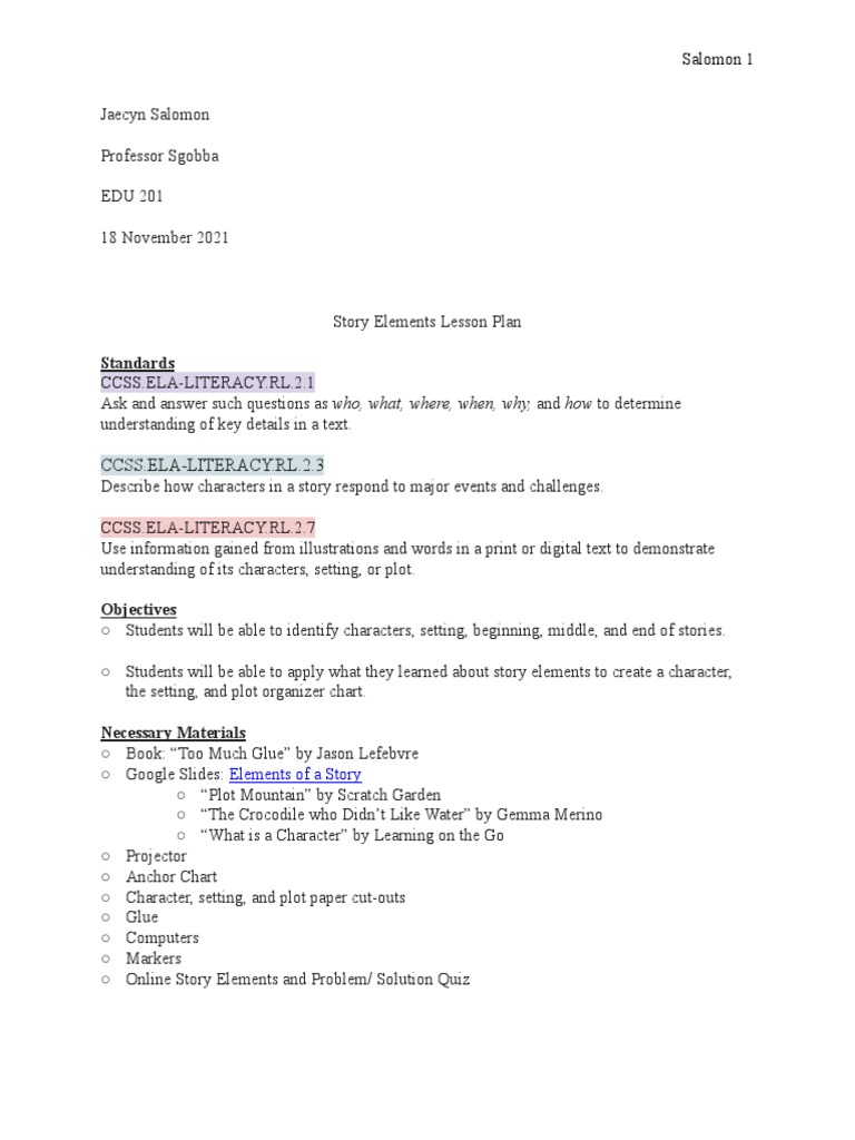 Lesson Plan Artifact Edu 201 2 | PDF | Lesson Plan | Classroom