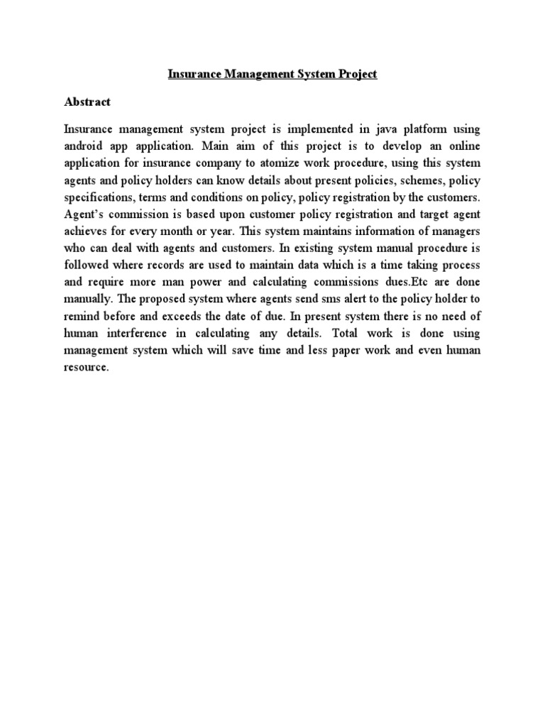 Insurance Management System Project | PDF | Android (Operating System) | Application Software