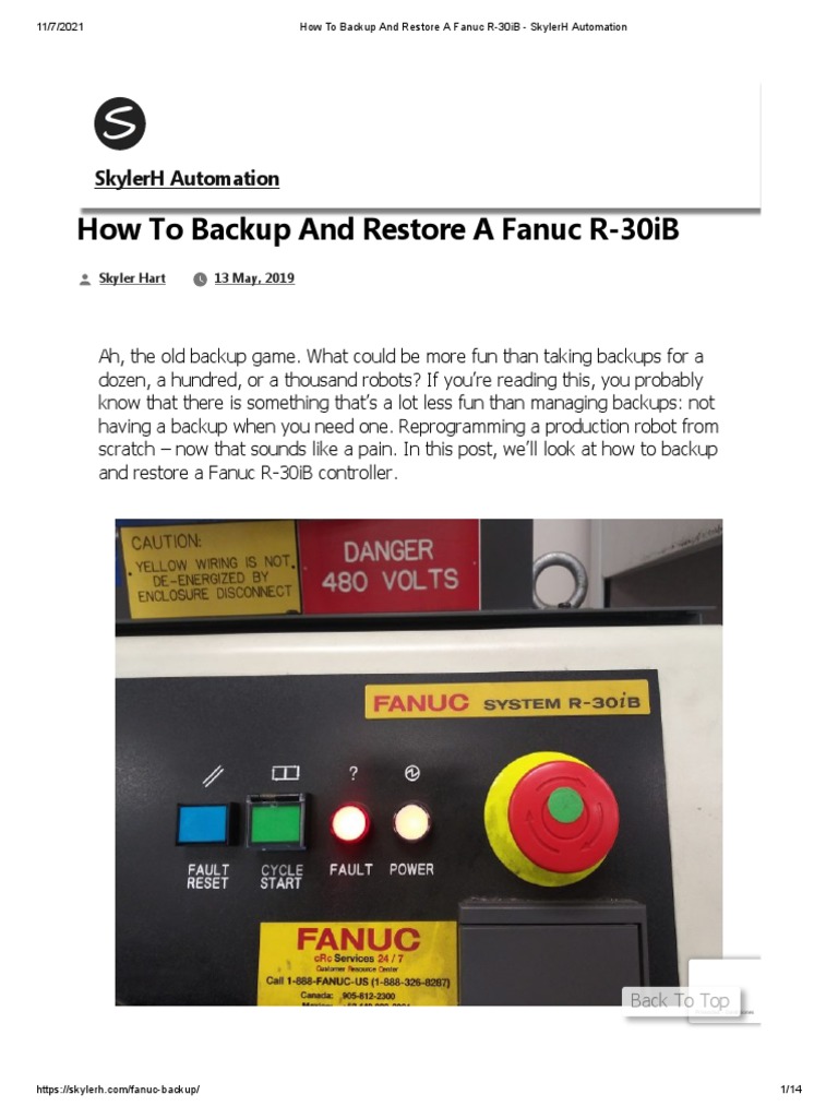 How To Backup and Restore A Fanuc R-30iB - SkylerH Automation | PDF | Usb Flash Drive | Backup