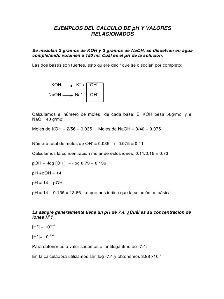 Ejemplos de Calculo - de PH | PDF