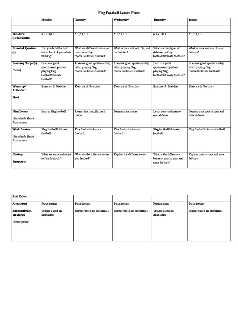Flag Football Lesson Plans | PDF