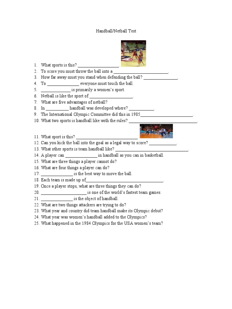 Handball and Netball Test | PDF | Career & Growth