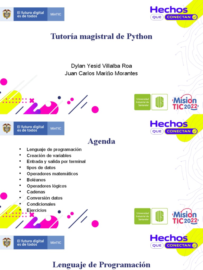 1ra Tutoria Magistral Python Pptm Pdf Python Lenguaje De Programación Cadena Informática