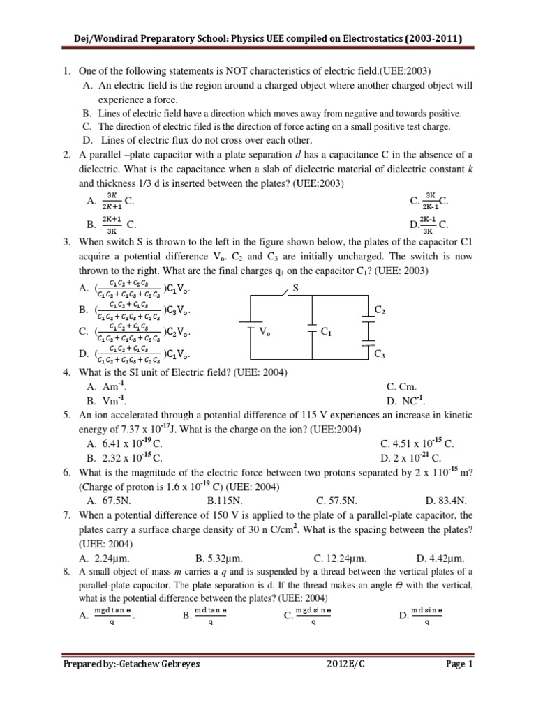 Torque on a Dipole in a Capacitor | PDF | Capacitor | Electric Field