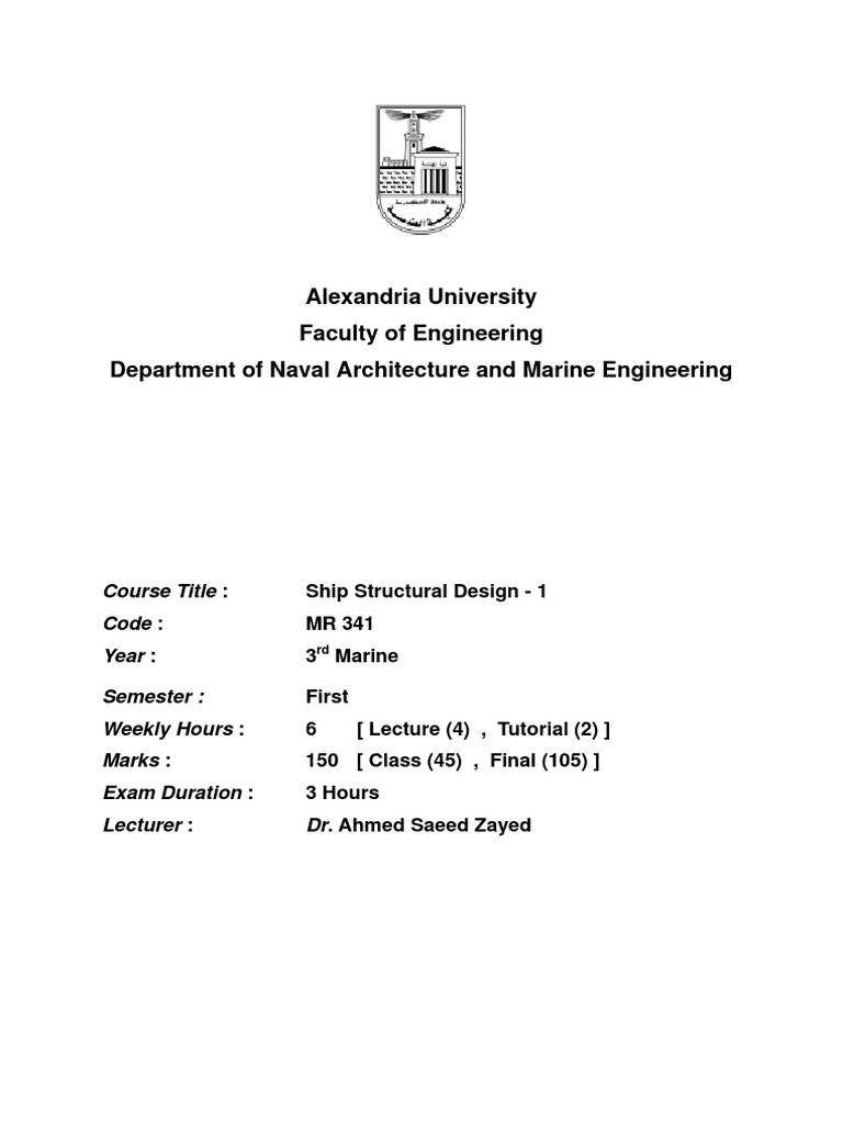 Ship - Structural - Design 1 FACULDADE ALEXANDRIA PDF | PDF | Bending ...