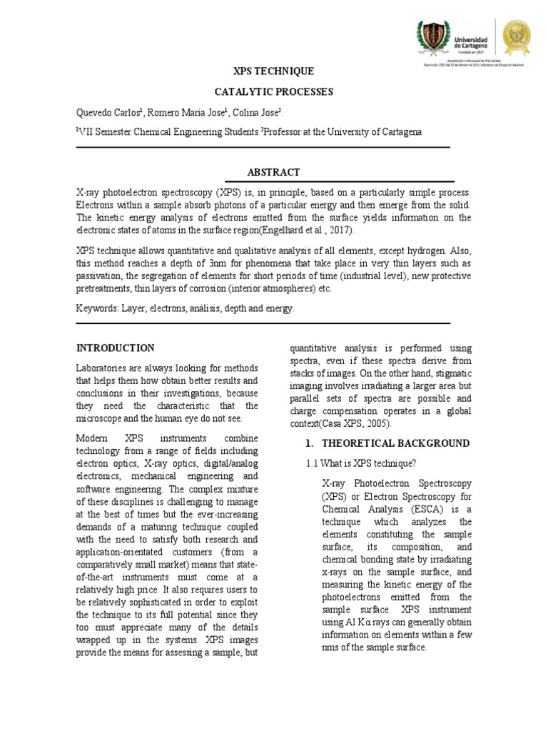 Xps Technique Catalytic Processes | PDF | X Ray Photoelectron ...