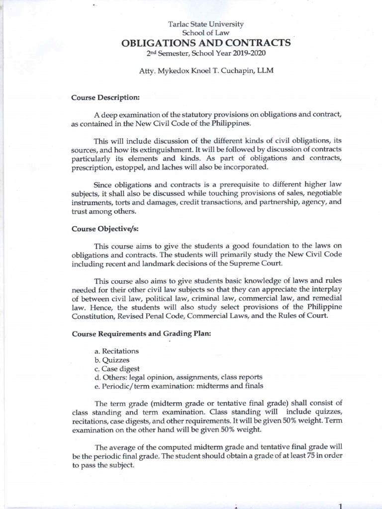 Oblicon Syllabus | PDF